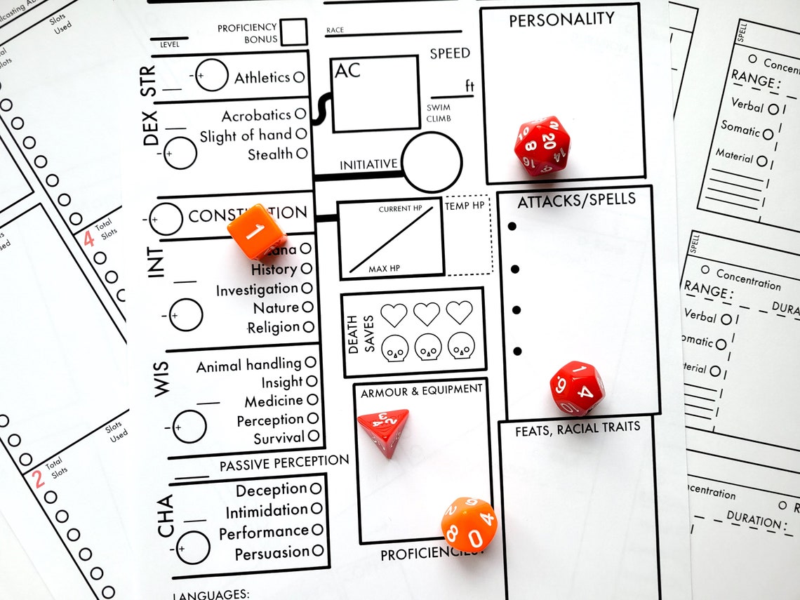 Simple Modern D&D 5e Character Sheets // Form-fillable // Adhd-friendly ...