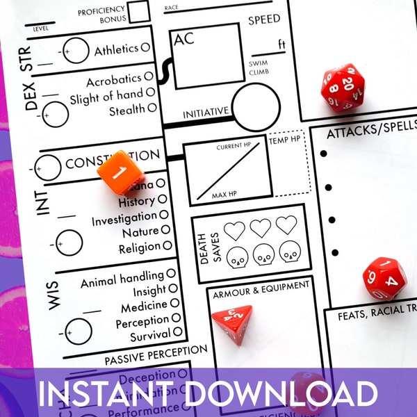 Adhd Character Sheets - Etsy