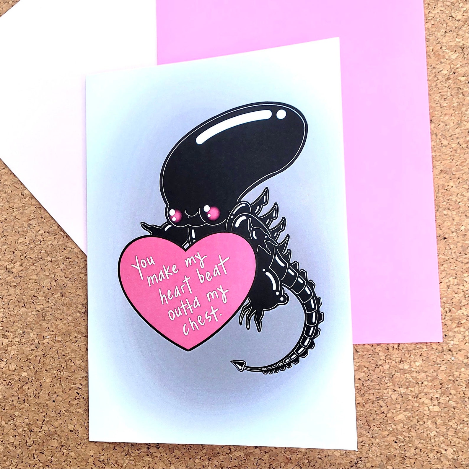 Alien Xenomorph Loves You Card // Horror Valentine Card Series - Etsy