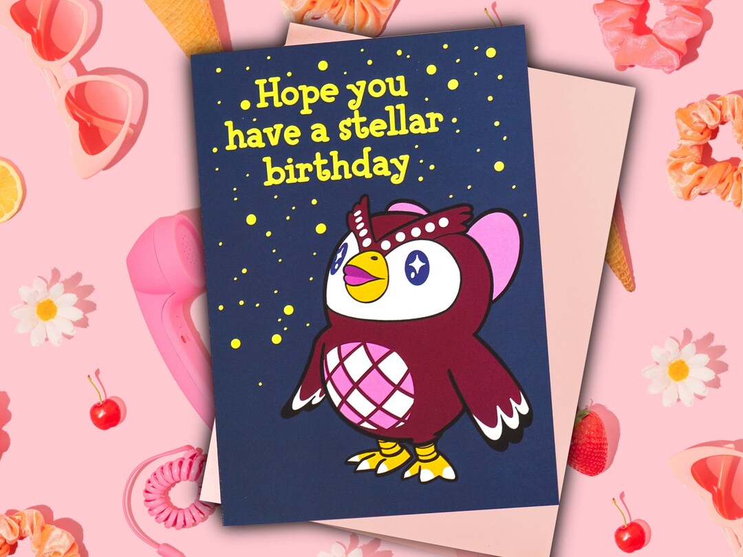 Animal Crossing Celeste the Owl Birthday Card // ACNH Series // 5x7" - Etsy