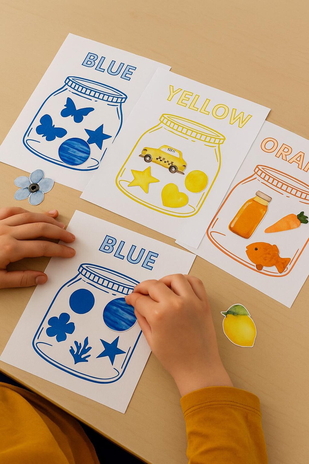 Color Sorting Activity Printable Montessori Jars Matching Game Visual ...