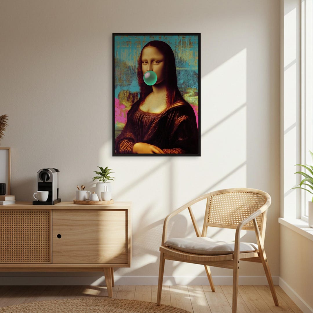 Pop Art Mona Lisa Poster, Framed or Rolled Wall Art, Funny Bubblegum ...