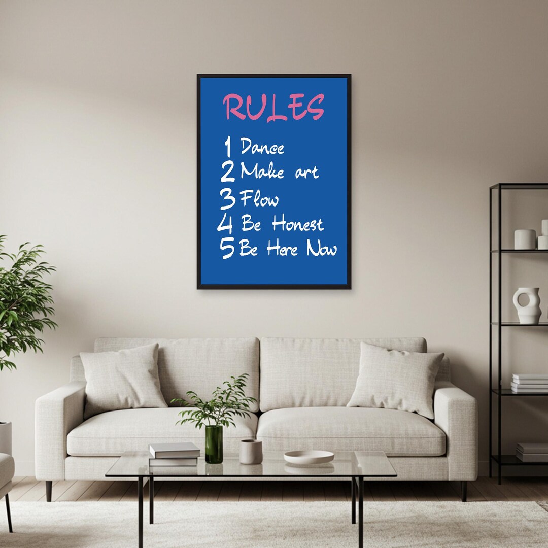Blue Motivational Poster – Dance Make Art Flow Be Honest Quote Wall Art ...