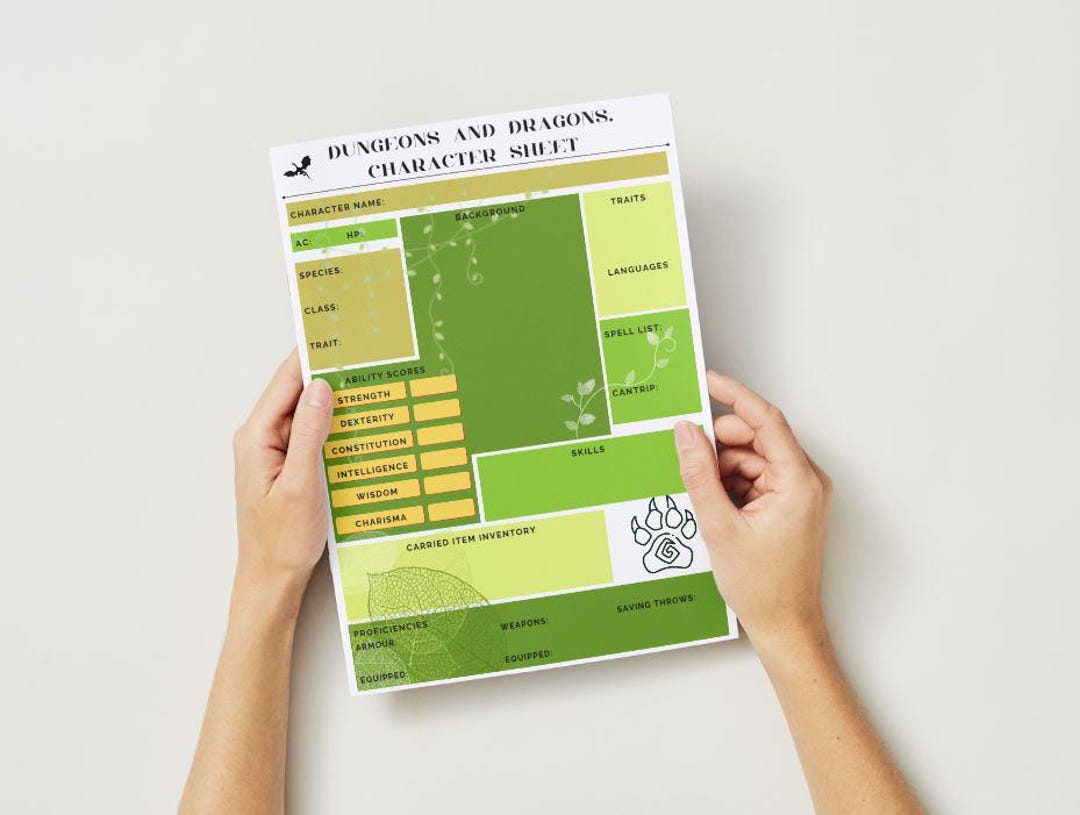Dnd Folk-based Character Sheet, A4 Digital Template - Etsy