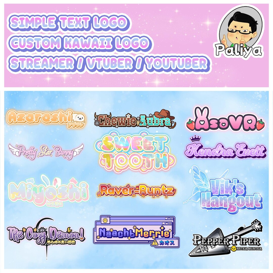 Custom Logo for Streamer Vtuber Twitch Business With Cute Style - Etsy