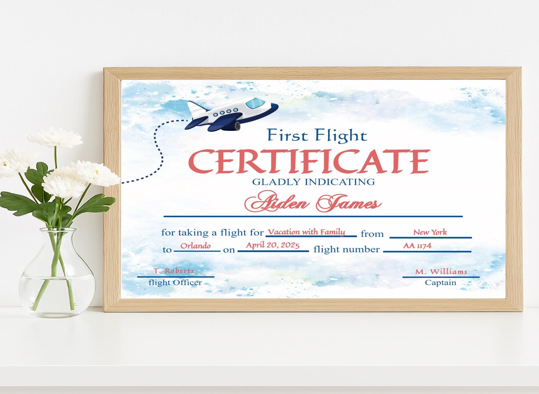 Editable First Flight Certificate – Custom Printable Template for ...
