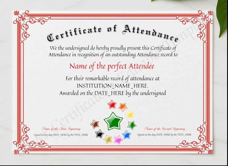 Certificate of Attendance – Editable School Award Template for Students ...