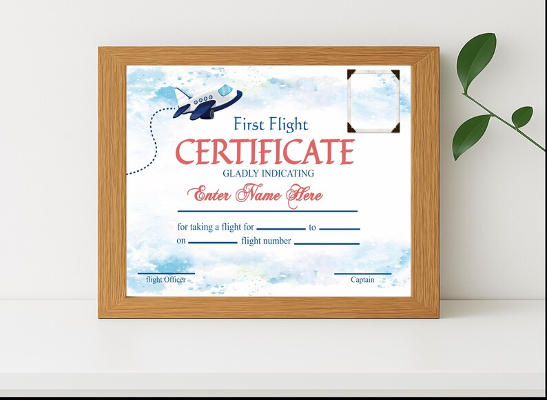 First Flight Certificate With Photo: Editable Printable Personalized ...