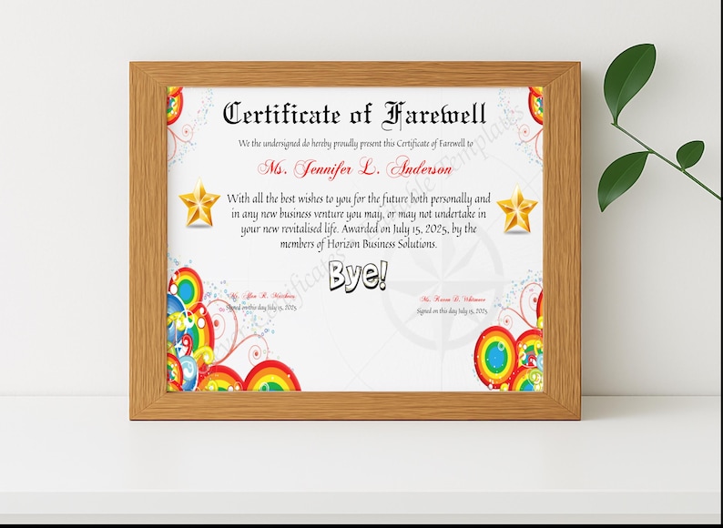 Editable Certificate of Farewell – Printable Farewell Award Template ...