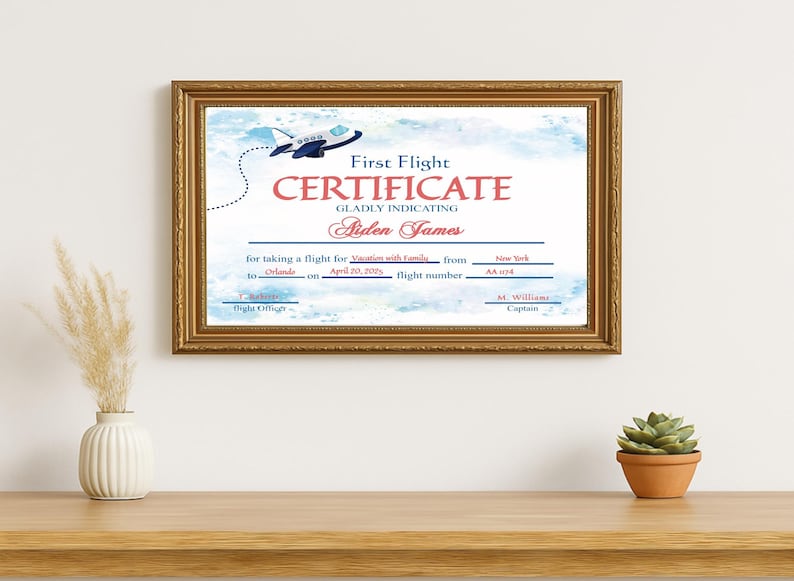Editable First Flight Certificate – Printable Travel Keepsake, Instant ...