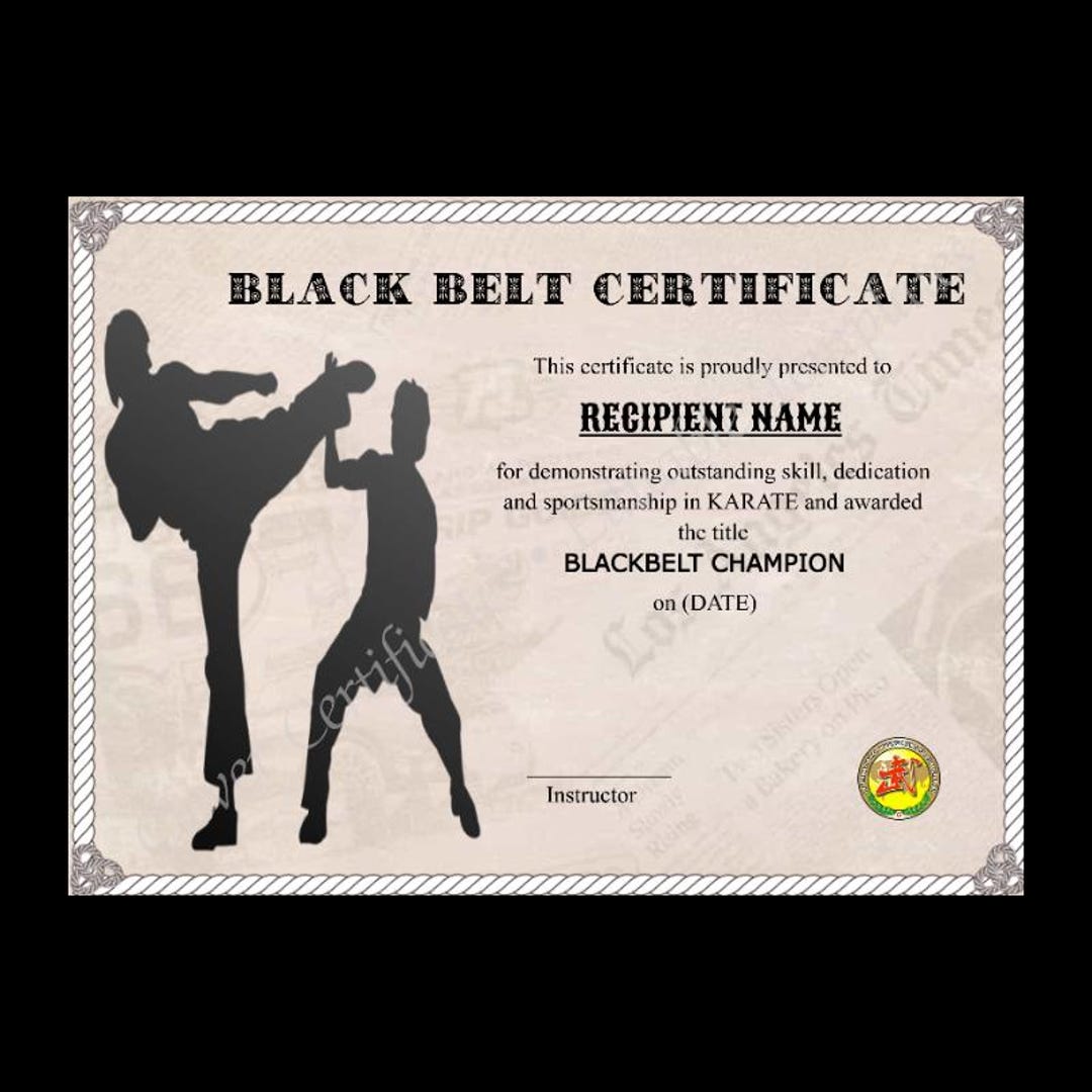 Customizable Karate Black Belt Award: Martial Arts Achievement ...