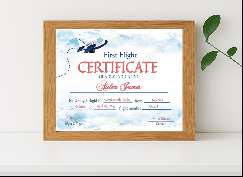 Editable First Flight Certificate – Custom Printable Template for ...