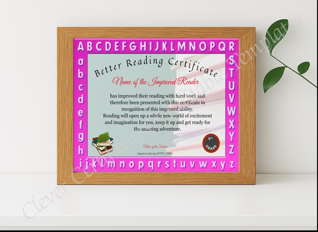 Editable Reading Award Certificate Template: Classroom Recognition ...