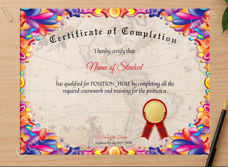 Certificate of Completion Template – Editable Course & Training Award ...