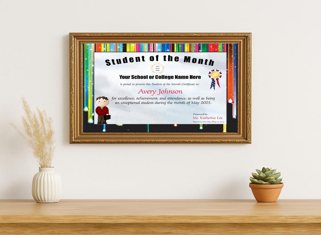 Editable Student of the Month Certificate – Printable School Award ...