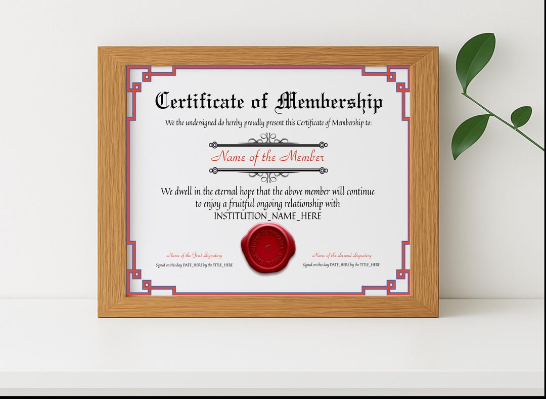 Editable Membership Certificate Template: Custom Text (PDF Download) - Etsy