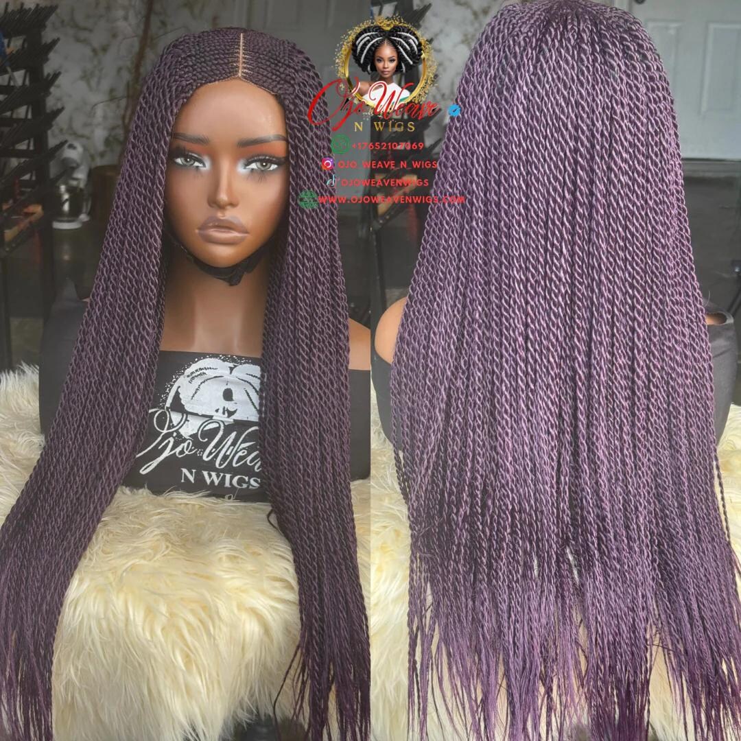 Bianca Unit Twisted Wig Purple Wig Made to Order - Etsy