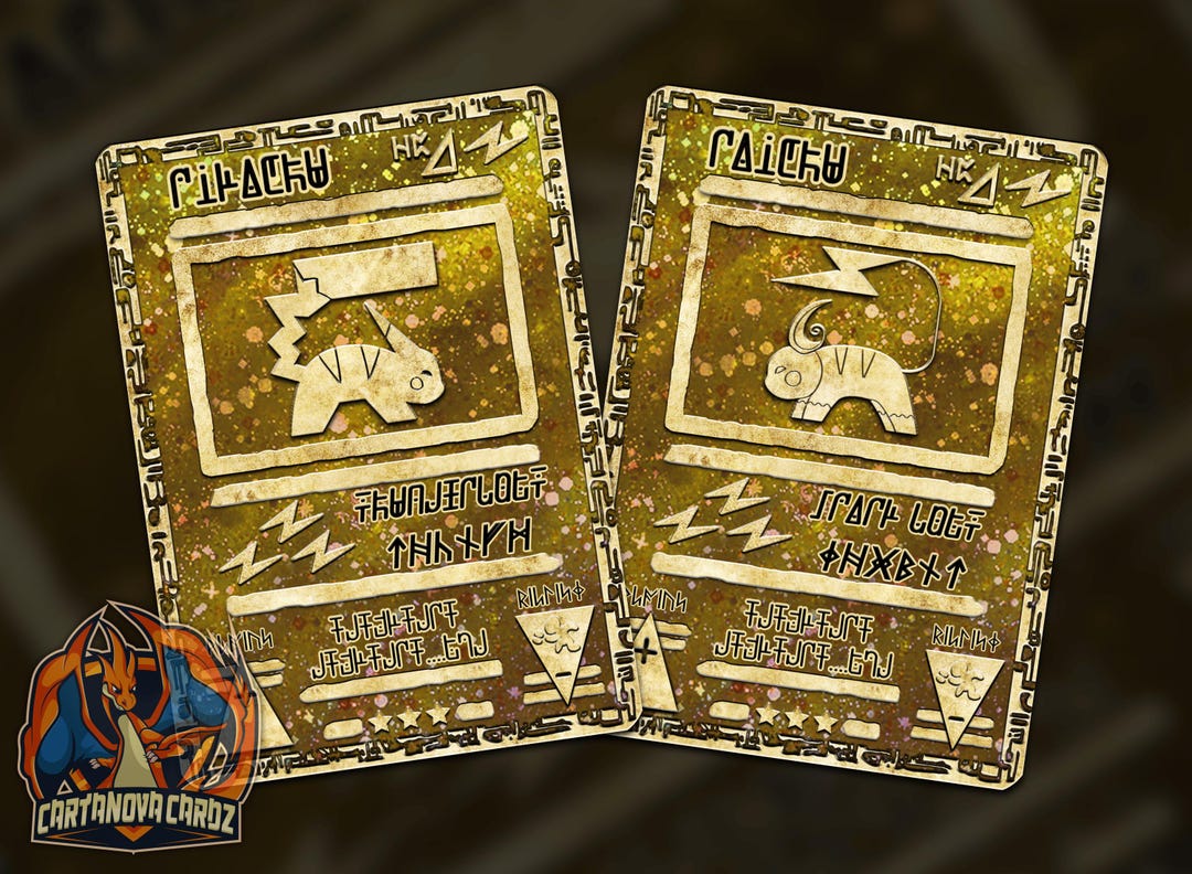 Pikachu & Raichu Ancient Custom Pokemon Card Set X2 Cards Holographic ...