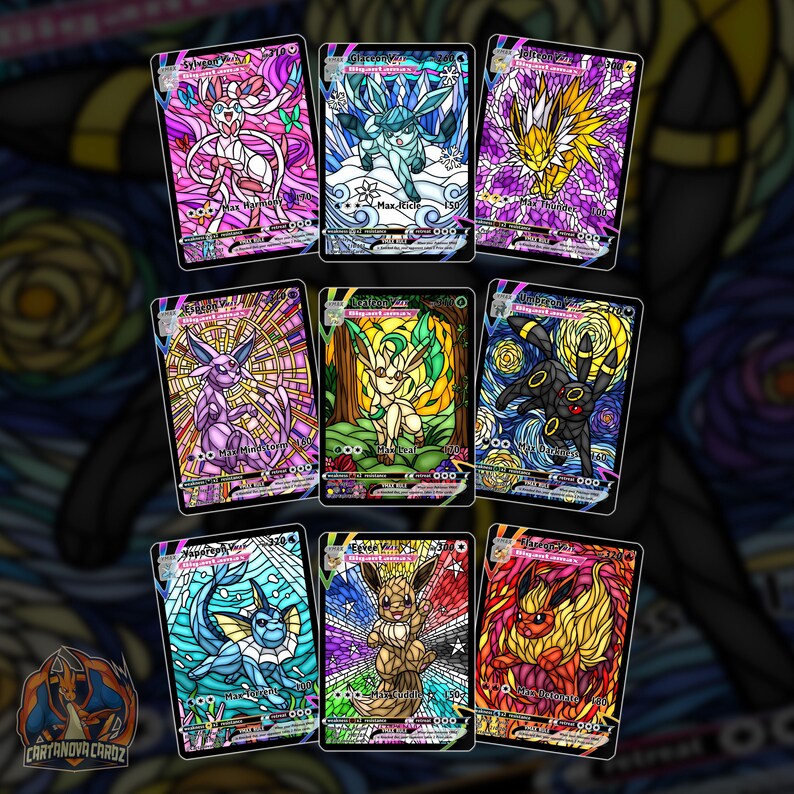 Master Set Mosaic Custom Pokemon Card Set X30 Cards or Eeveelution or ...