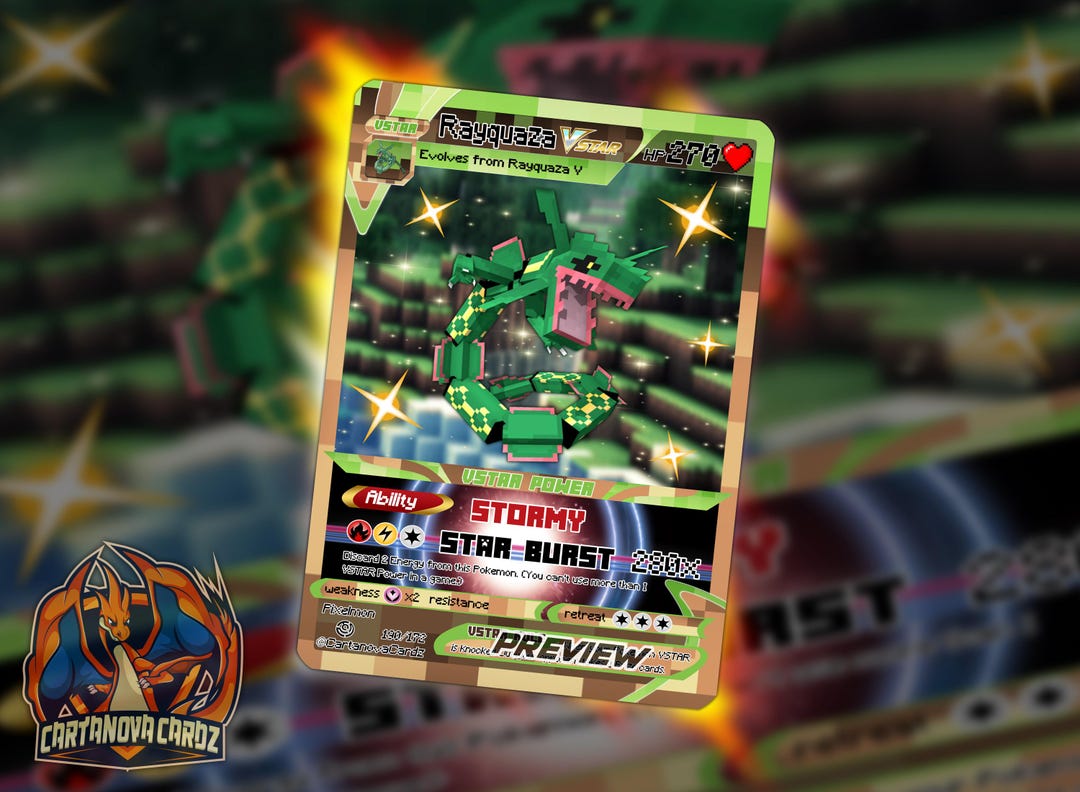 Rayquaza Pixelmon Custom Pokemon Card Full Art Holographic - Etsy