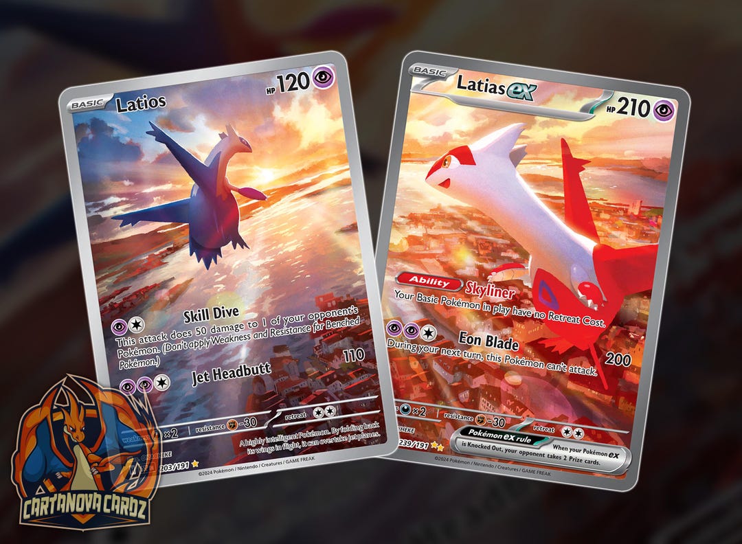 Latios & Latias Ex Full Art Proxy Pokemon Card Set X2 Cards Holographic ...