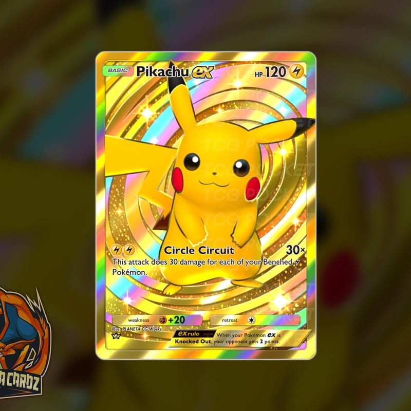 Gold Pikachu Card - Etsy