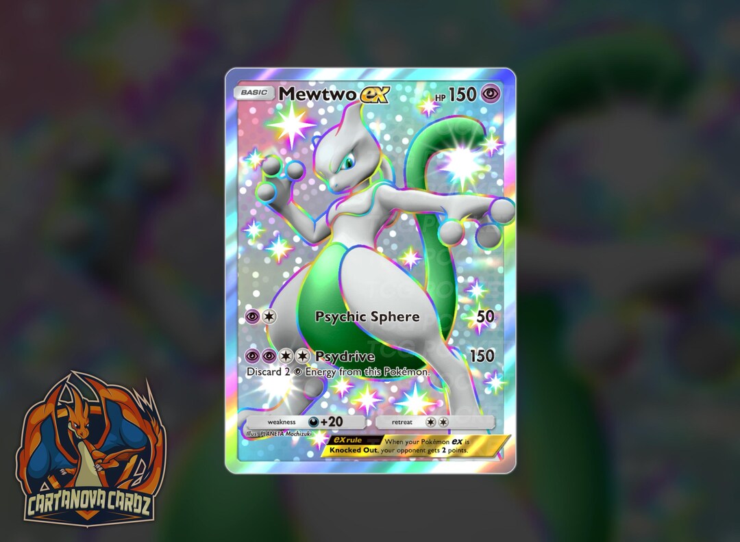 Mewtwo Ex Shiny Full Art TCG POCKET Proxy Pokemon Card Holographic - Etsy