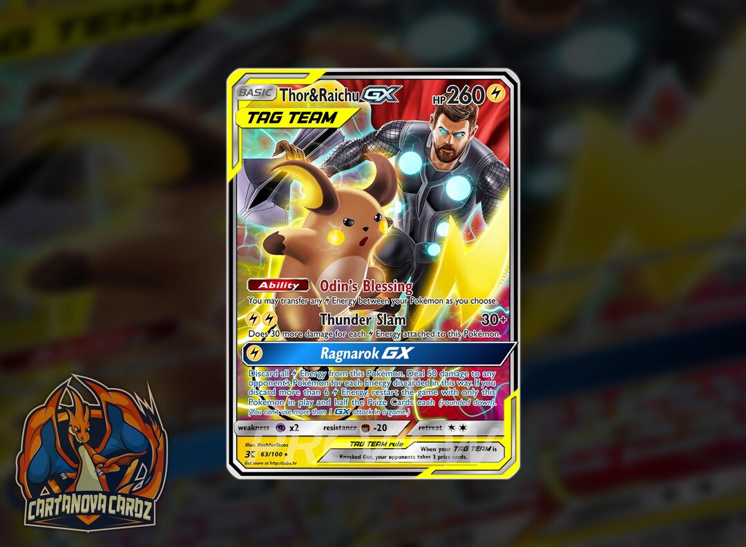 Thor & Raichu Team Custom Pokemon Card Full Art - Etsy