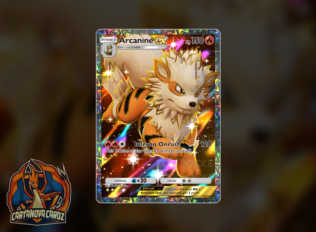 Arcanine Full Art TCG POCKET Proxy Pokemon Card Holographic - Etsy