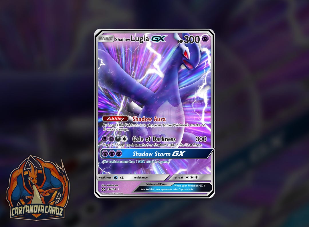 Shadow Lugia Custom Pokemon Card Full Art Holographic - Etsy