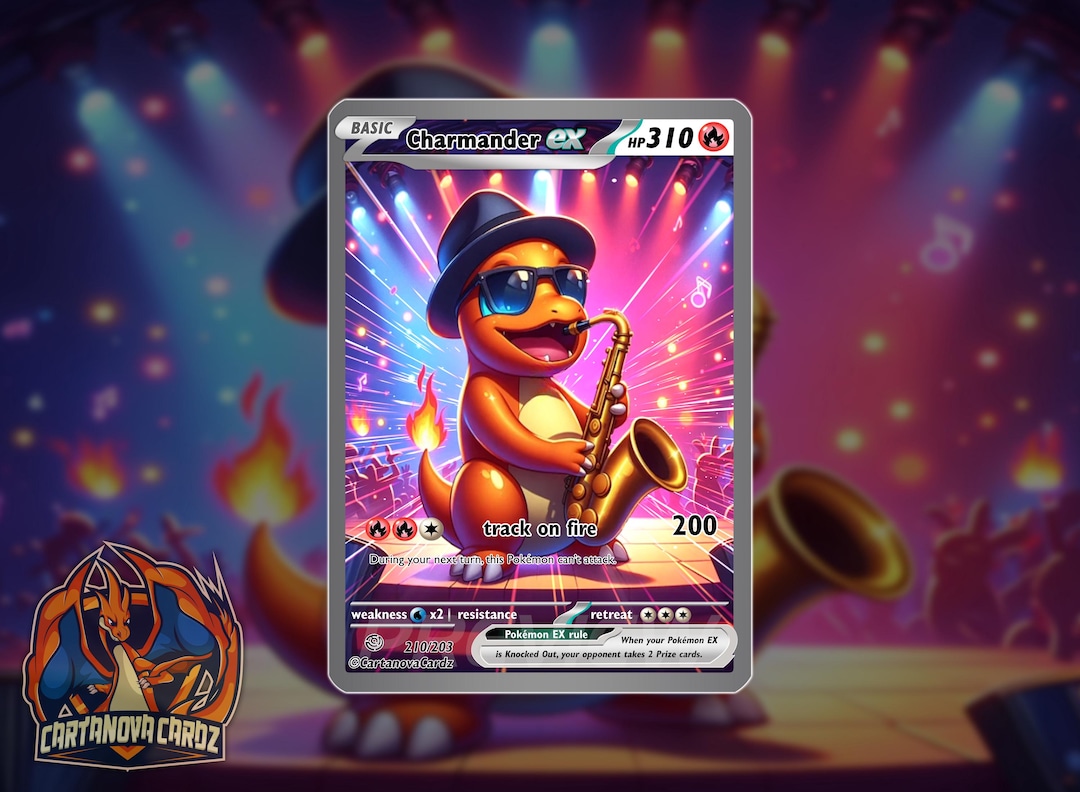 Charmander Saxophone Custom Pokemon Card Full Art - Etsy