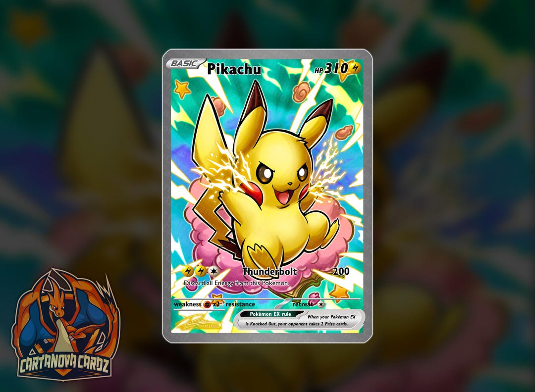 Pikachu Toon Full Art Custom Pokemon Card Holographic - Etsy