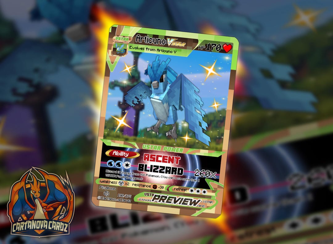 Articuno Pixelmon Custom Pokemon Card Full Art - Etsy