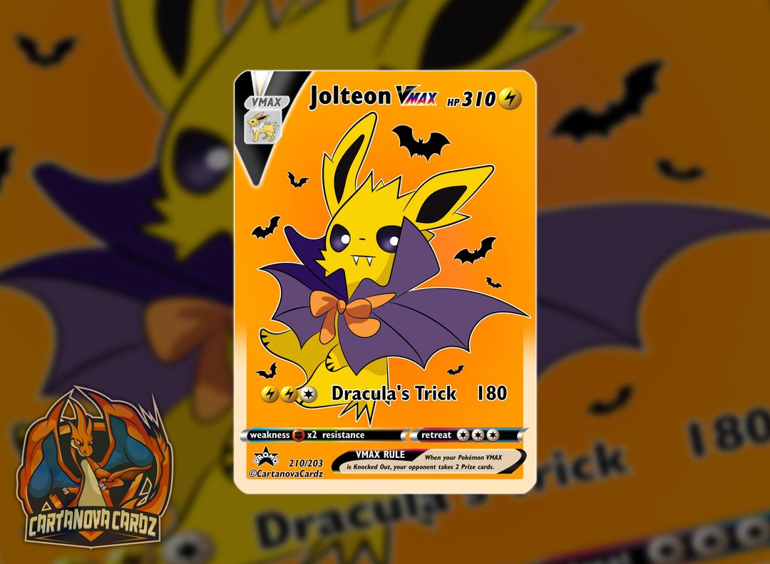 Jolteon Cosplay Dracula Custom Pokemon Card Full Art Holographic - Etsy