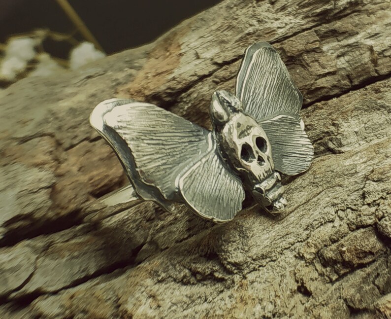 Moth Ring, Oxidized Silver,moth Jewelry,butterfly Moth,dark Jewelry ...