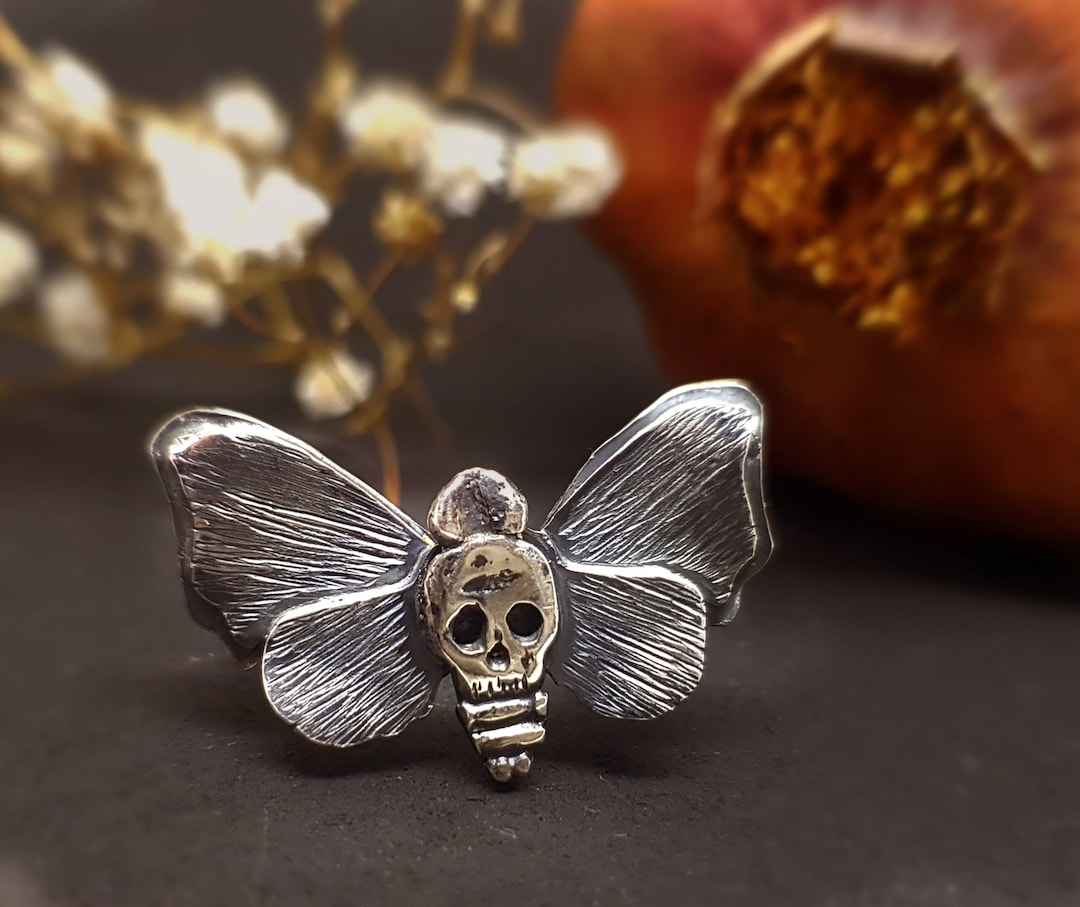 Moth Ring, Oxidized Silver,moth Jewelry,butterfly Moth,dark Jewelry ...