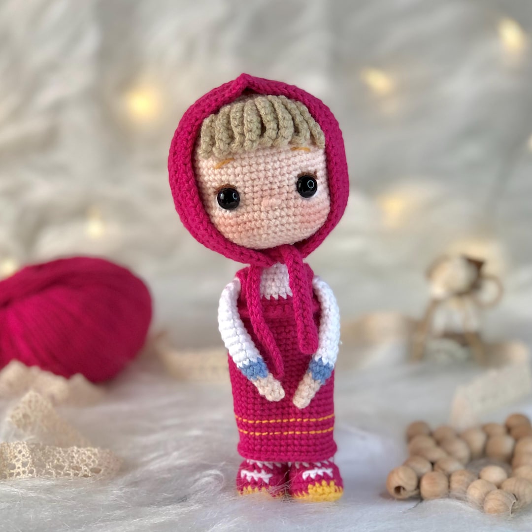 Masha Doll, Amigurumi Masha Doll, Crochet Masha Doll, Pink Dressed Doll ...