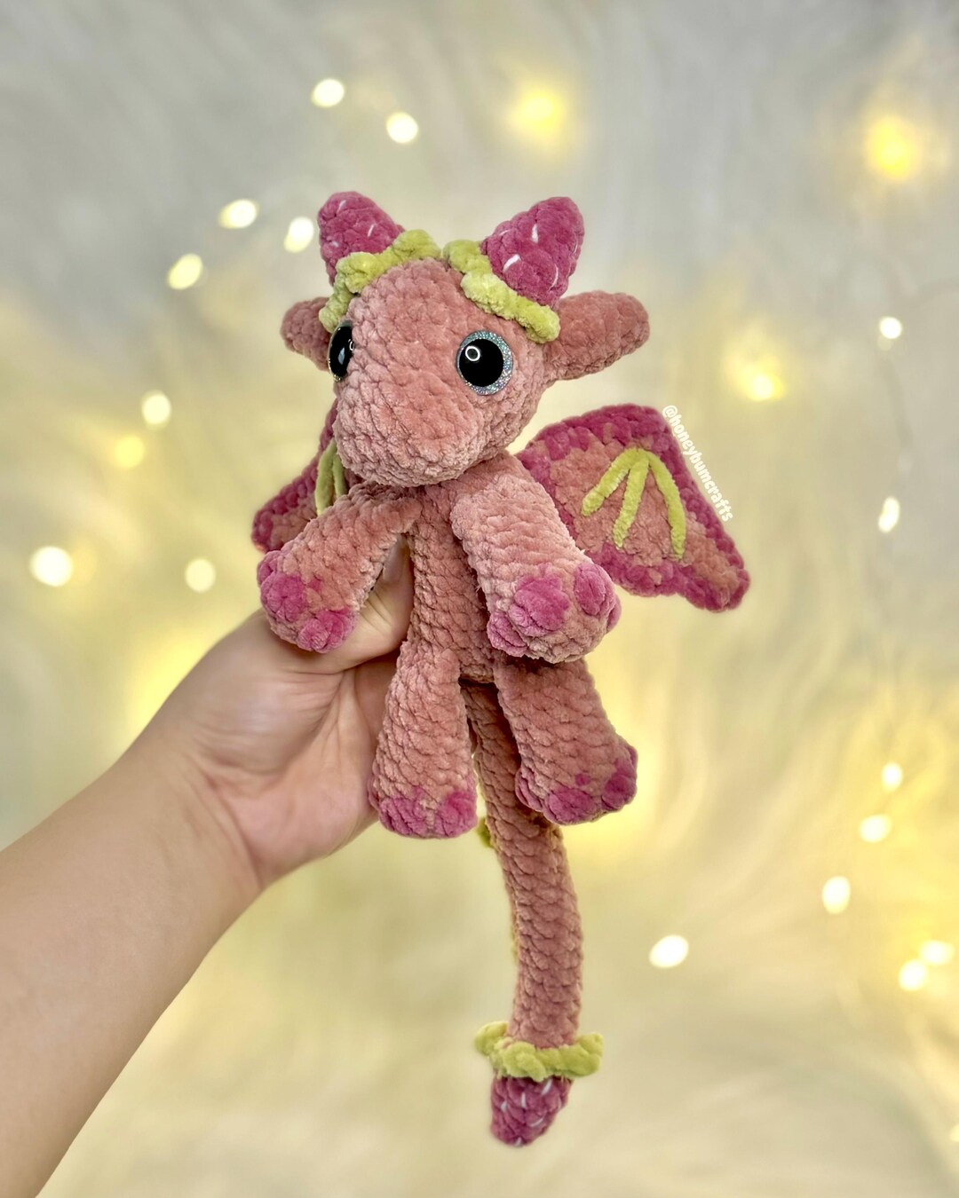 Handmade Dragon Plush, Crochet Snuggler, Amigurumi Snuggly Dragon Toy ...