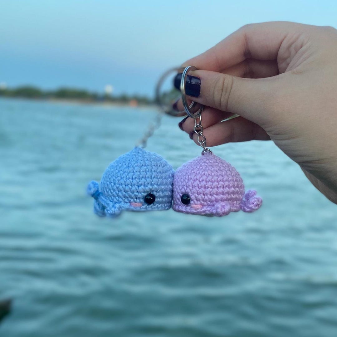Crochet Whale Keychain Set | Amigurumi Couple Gift, Matching Bag Charms ...
