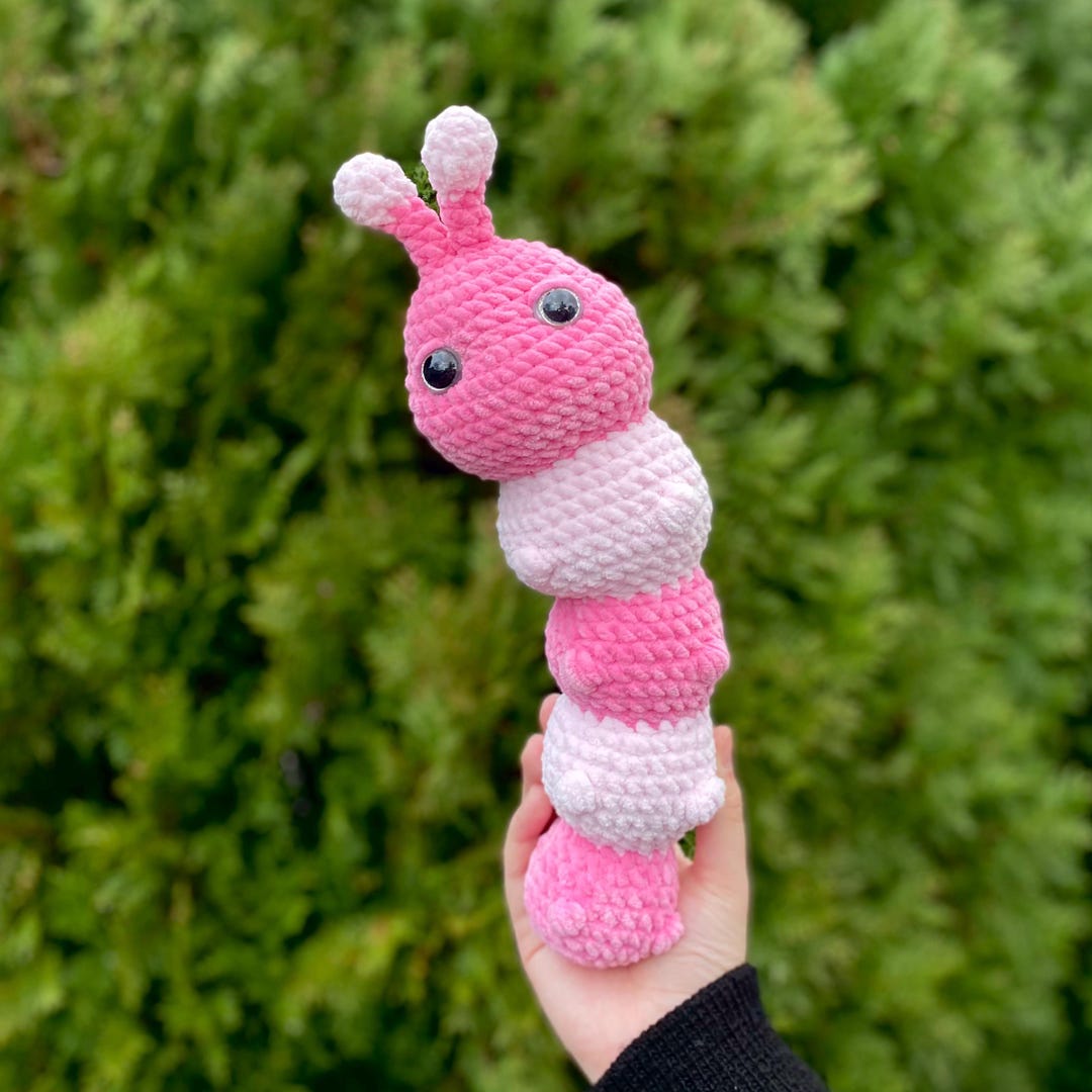 Caterpillar Plushie, Pink Caterpillar Plush, Amigurumi Caterpillar ...