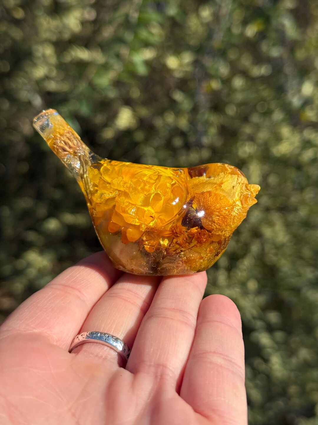 Resin Bird Figurine Moss in Resin Floral Decor Nature Terrarium Bird ...
