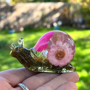 Resin Snail Figurine | Moss in Resin | Floral Decor | Nature Terrarium ...