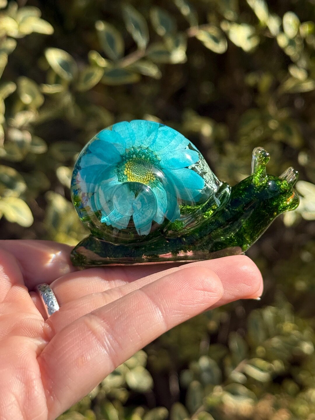 Resin Snail Figurine | Moss in Resin | Floral Decor | Nature Terrarium ...
