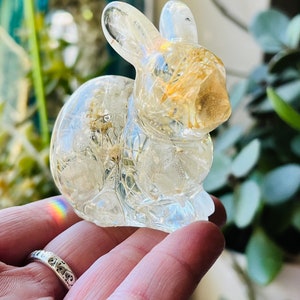Resin Bunny Figurine Moss in Resin Floral Decor Nature Terrarium Rabbit ...