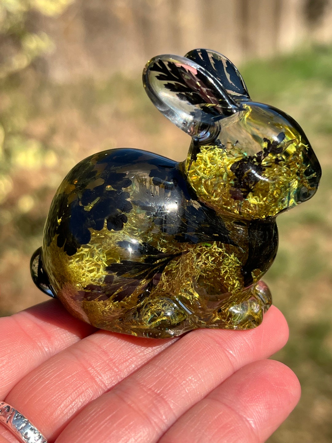 Resin Bunny Figurine Moss in Resin Floral Decor Nature - Etsy