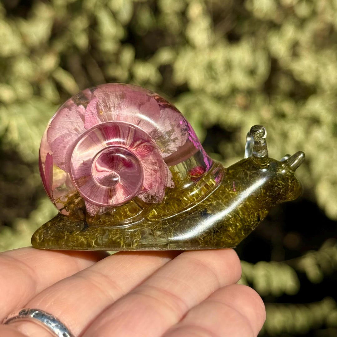 Resin Snail Figurine | Moss | Floral Decor | Nature Terrarium | Snail ...