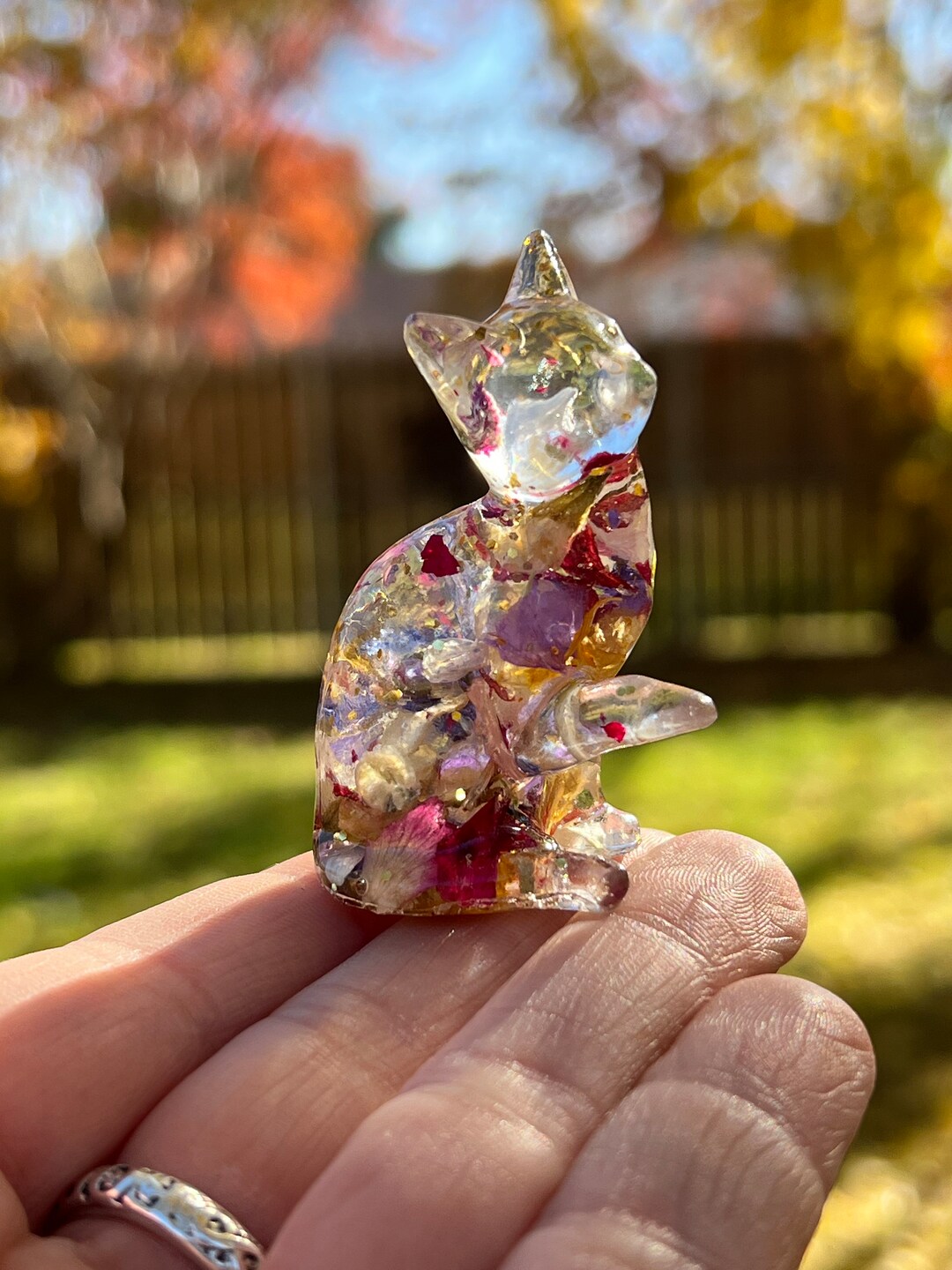 Resin Cat Figurine Flower Cat Nature Terrarium Animal - Etsy