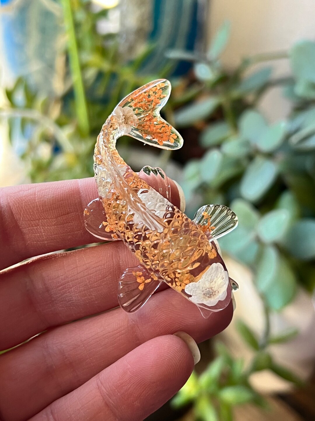 Fish Figurine Floral Decor Nature Terrarium Fish Decor Statue Earthy ...