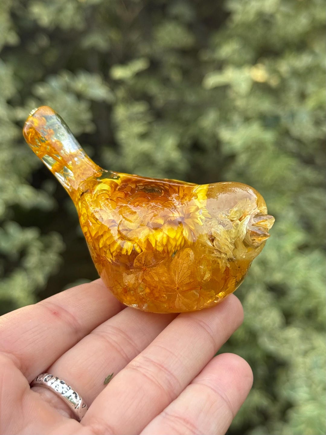 Resin Bird Figurine | Moss in Resin | Floral Decor | Nature Terrarium ...