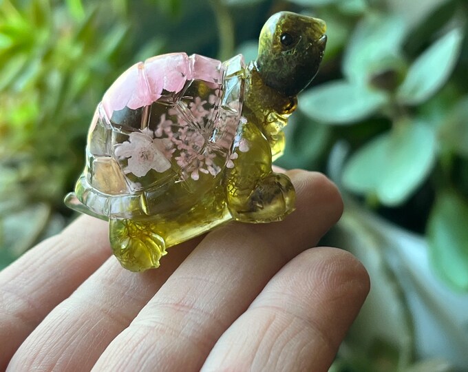 Resin Turtle Figurine Moss Decor Miniature Tortoise Nature Terrarium ...